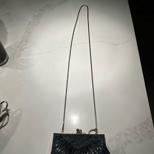 lyrella | Bags | Lyrella Black Beaded Bag Inside Pocket Metal Strap ...